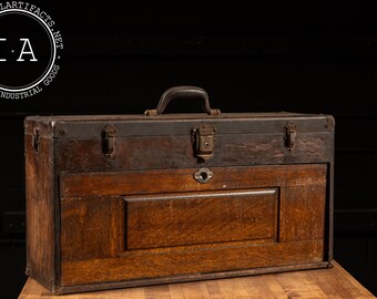 Vintage STAR Oak Machinist Tool Chest Box 8 Drawer Metal Wood Organizer ...