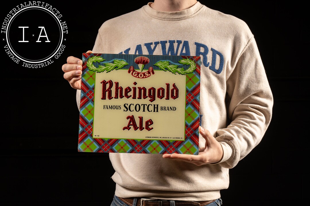 Vintage Glass Rheingold ROG Advertising Sign - Etsy