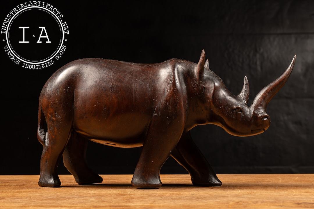 Carved Wooden African Rhino - Etsy