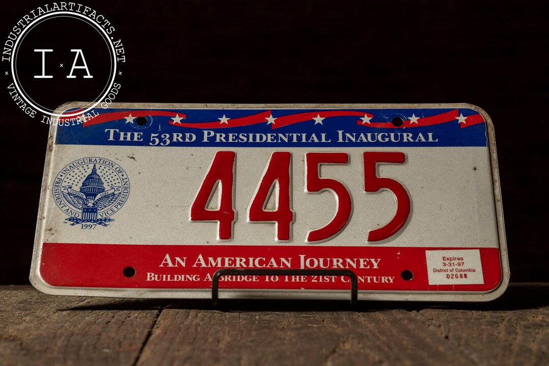 1997 "53rd Presidential Inaugural" License Plate - Etsy