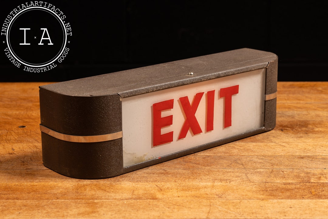 Vintage Lighted Glass Theater Exit Sign - Etsy