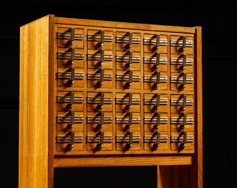 Vintage Card Catalog Cabinet Library Wood File Apothecary Storage Parts ...