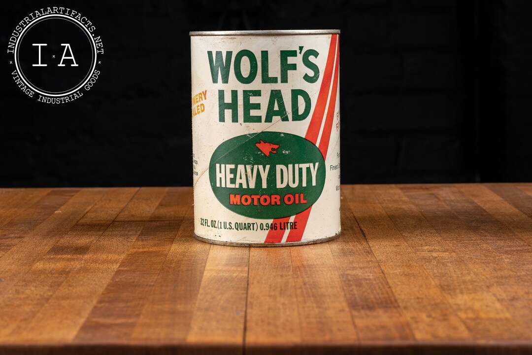 Vintage Wolf's Head Motor Oil Can - Etsy