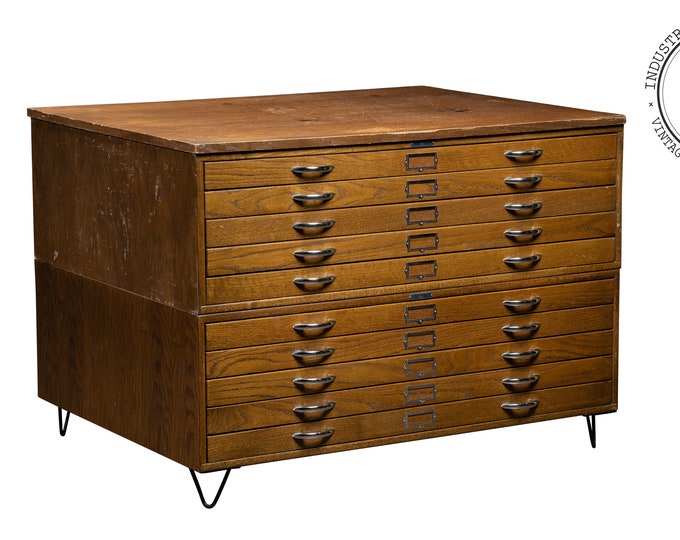 Vintage Industrial 10 Drawer Double Stack Flat File by Mayline - Etsy