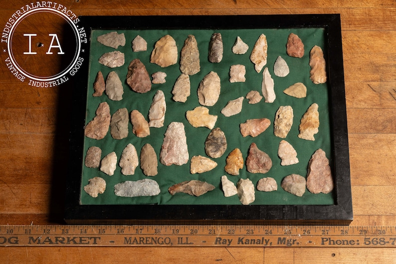 Framed Collection of Arrowheads - Etsy
