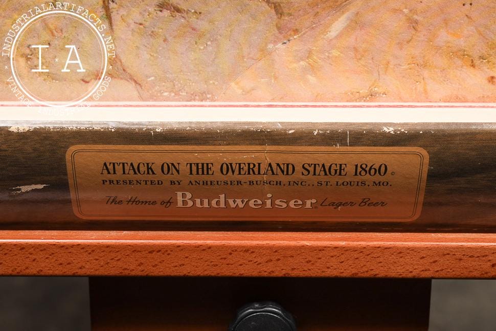 Vintage "attack on the Overland Stage" Self-framed Budweiser ...