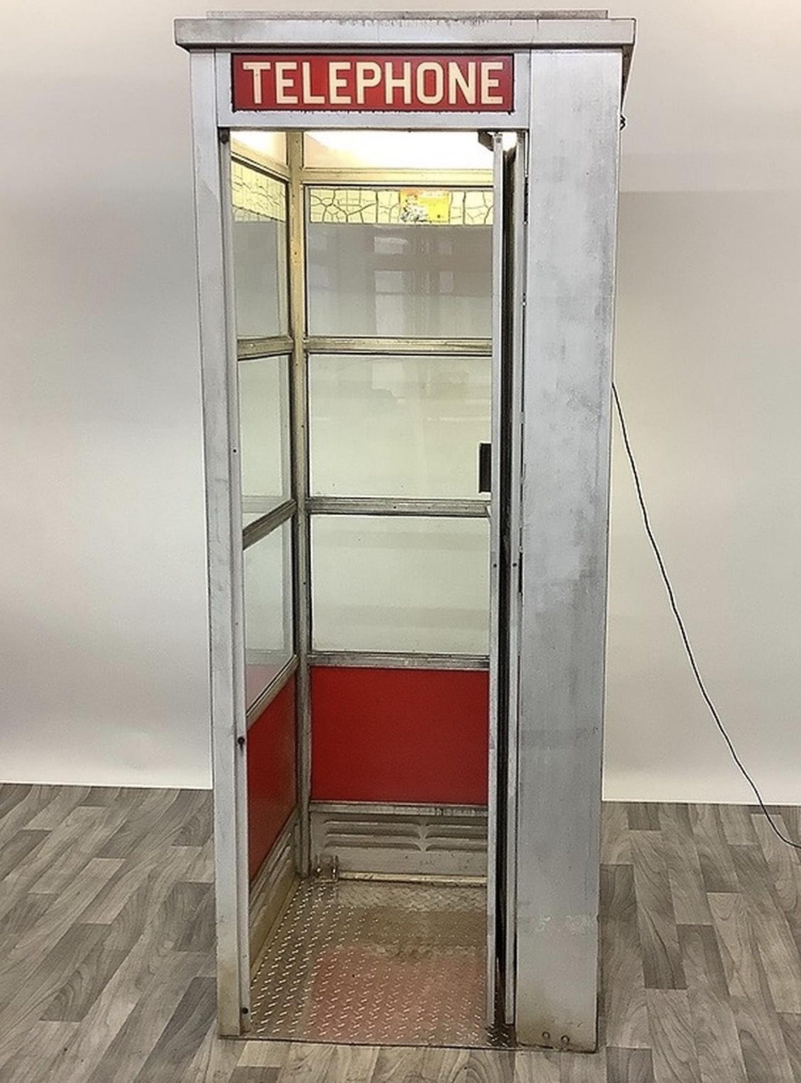 Vintage Glass Payphone Sign in Red - Etsy