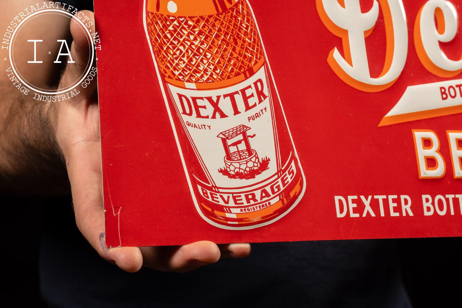 Vintage Dexter Beverages Embossed Tin Sign - Etsy