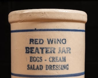 Vintage Antique Red Wing Stoneware Beater Advertisement Jar Pottery ...