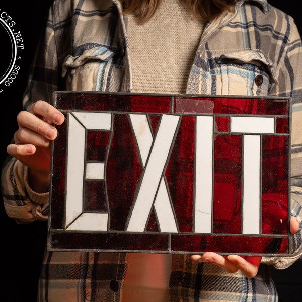 Vintage Glass Exit Sign - Etsy