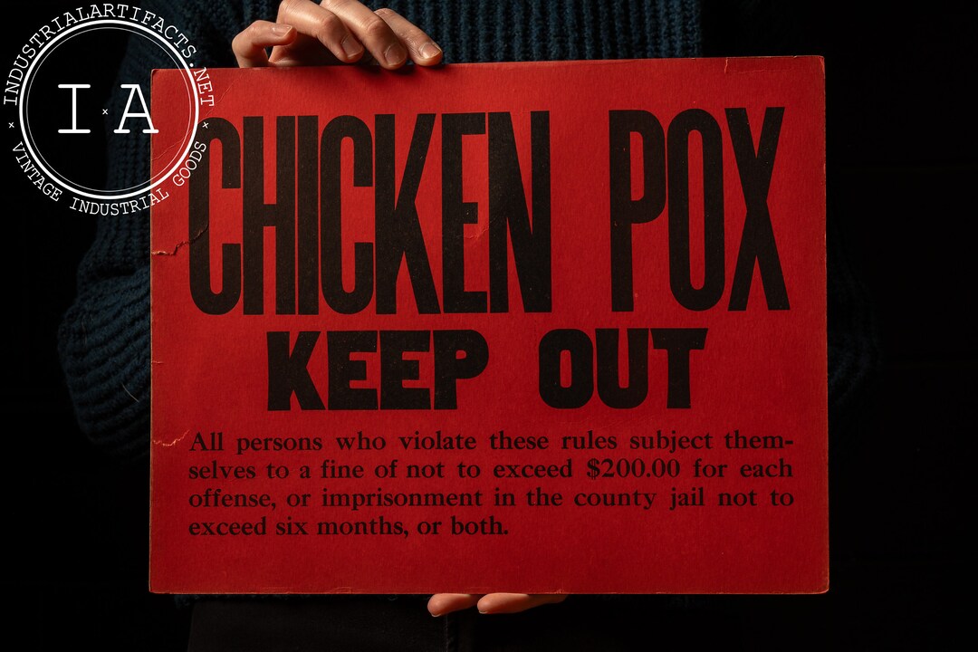 Vintage Chicken Pox Cardstock Warning Sign - Etsy
