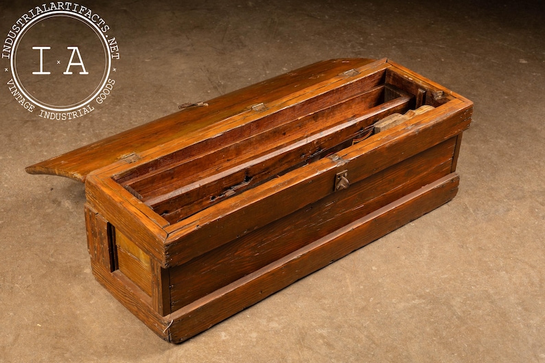 Antique Oak Tool Chest With Painted Saw - Etsy
