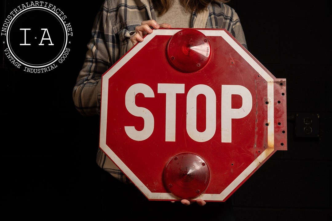 Vintage Flanged Stop Sign - Etsy