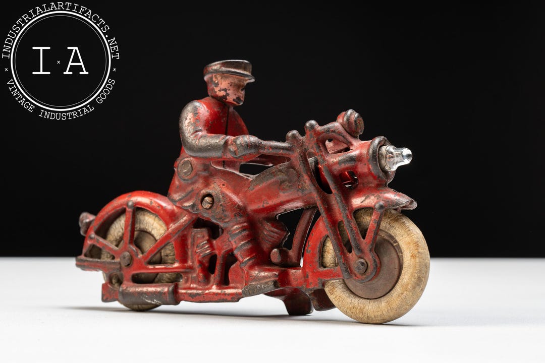 Vintage Cast Iron Hubley Motorcycle in Red With Electric Headlight - Etsy