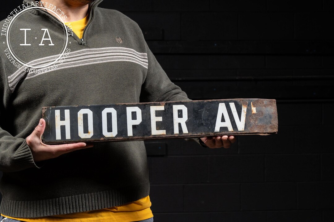 Vintage "hooper Ave." Porcelain Enamel Double-sided Street Sign - 2 - Etsy