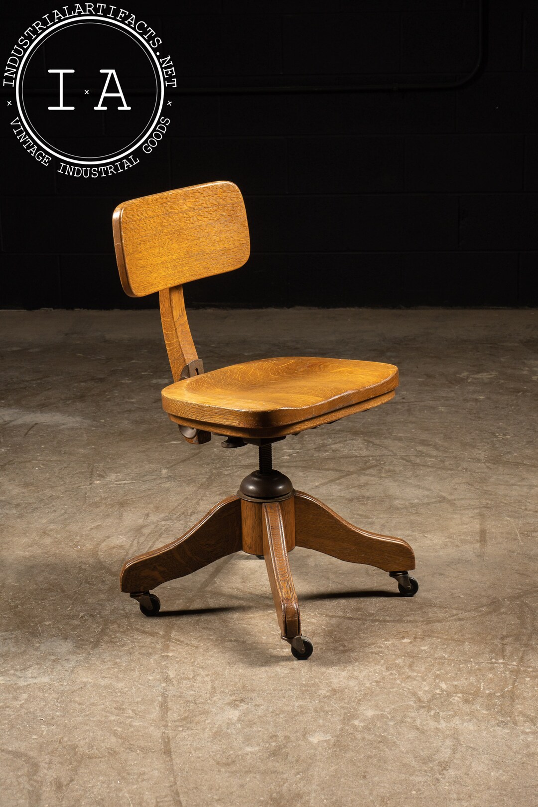 Antique Oak Banker's Chair - Etsy