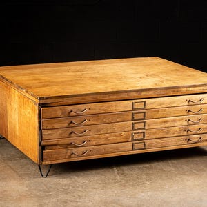 Vintage Oak Single Stack Flat File - Etsy