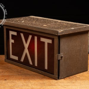Vintage Lighted Glass Exit Sign Box - Etsy