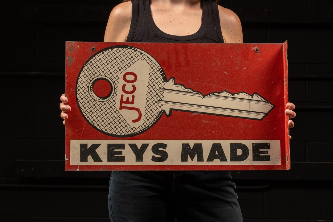 C. 1940s JECO Key Co. Double-sided Mercantile Sign - Etsy