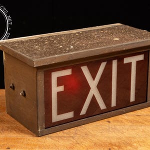 Vintage Lighted Glass Exit Sign Box - Etsy