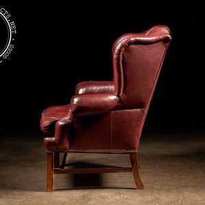 Tufted Red Leather Wingback Chair - Etsy