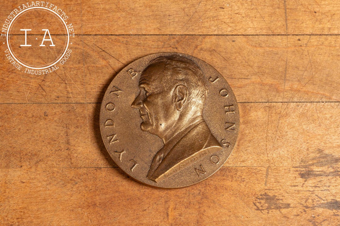 Vintage Bronze LBJ Commemorative Inaugural Medal - Etsy