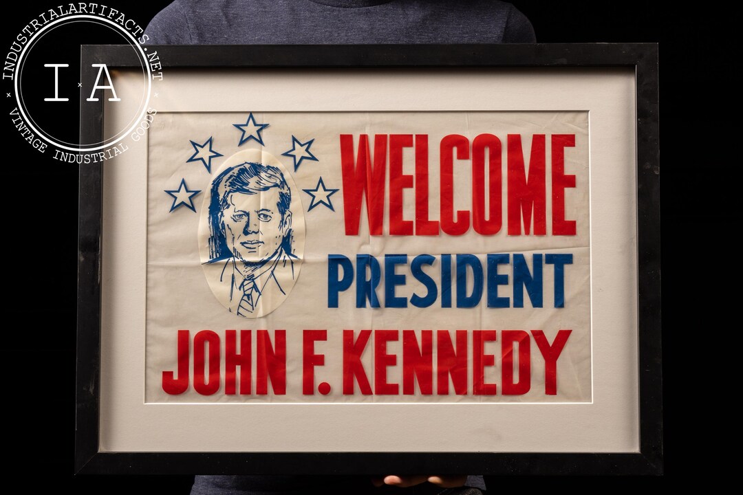 Vintage Framed JFK Campaign Vinyl Window Sign - Etsy