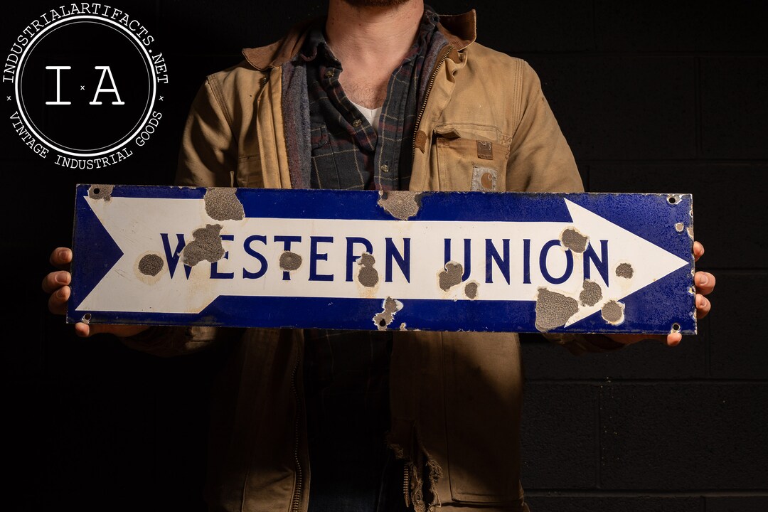Vintage SSP Western Union Directional Arrow Sign - Etsy