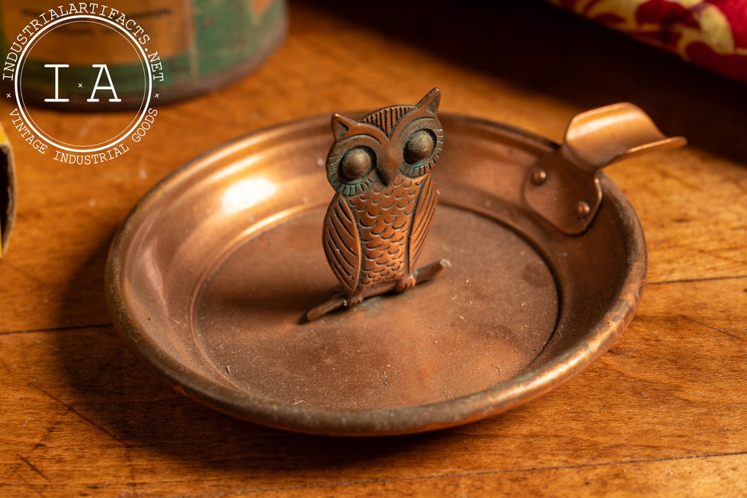 Vintage Copper Owl Ashtray - Etsy