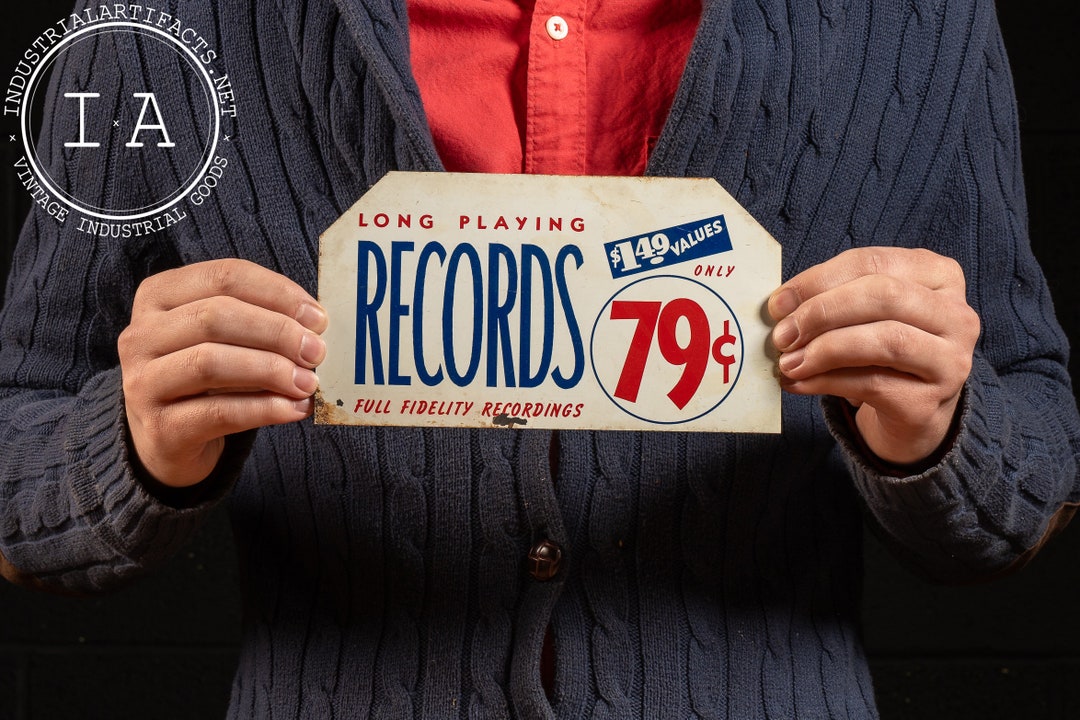 Vintage LP Records Sale Tin Litho Sign - Etsy