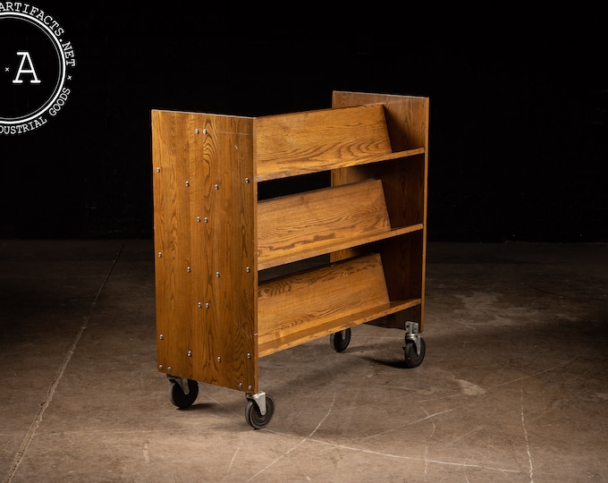 Vintage Wooden Library Cart - Etsy