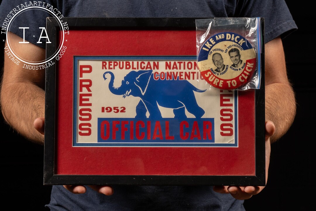 1952 RNC Framed Official Press Pass With Eisenhower, Nixon Button - Etsy