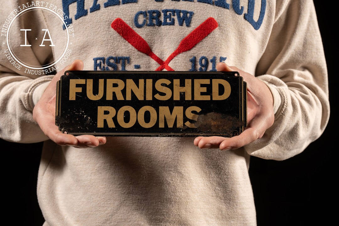 Vintage Furnish Rooms SST Litho Sign - Etsy