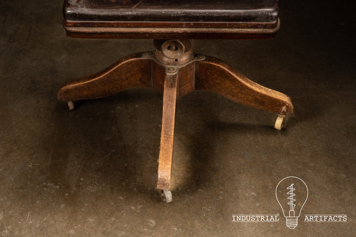 Vintage Wooden Bankers Chair - Etsy