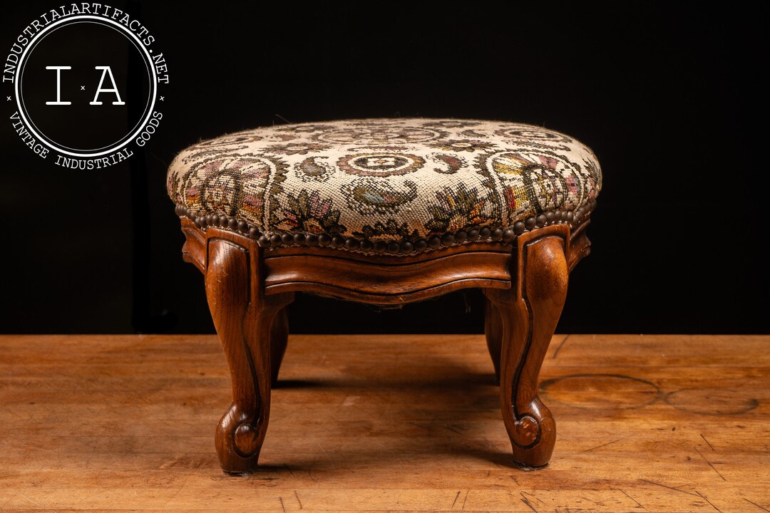 Victorian-inspired Footstool With Paisley Motif Cushion - Etsy