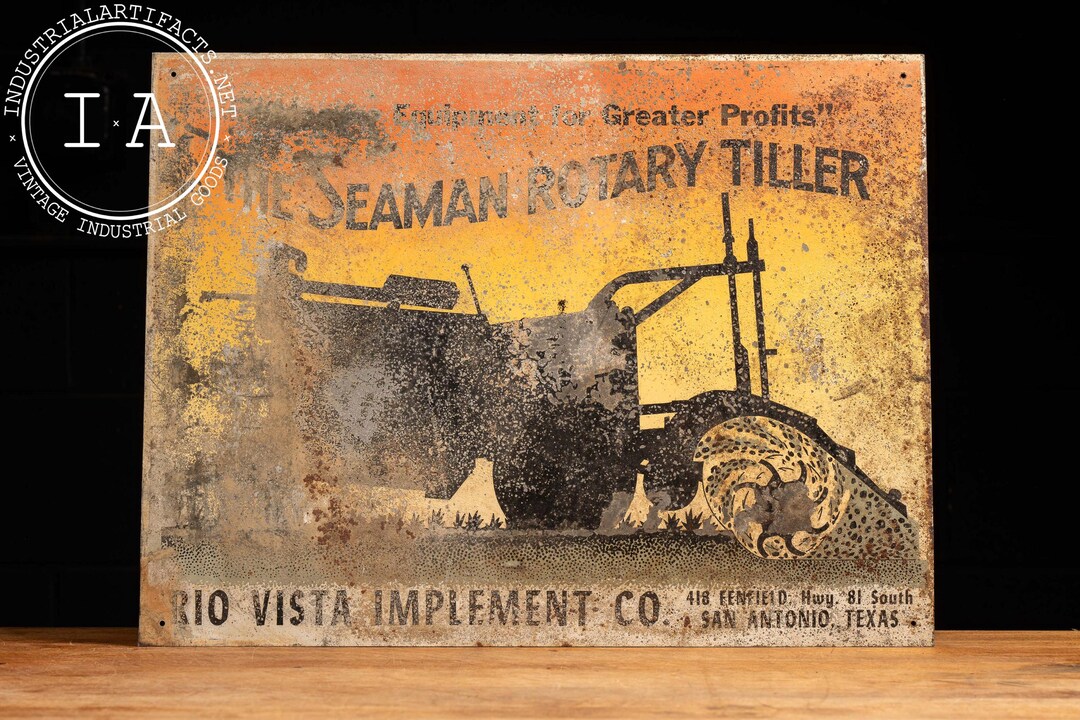 Antique Seaman Rotary Tiller Tin Litho Sign - Etsy