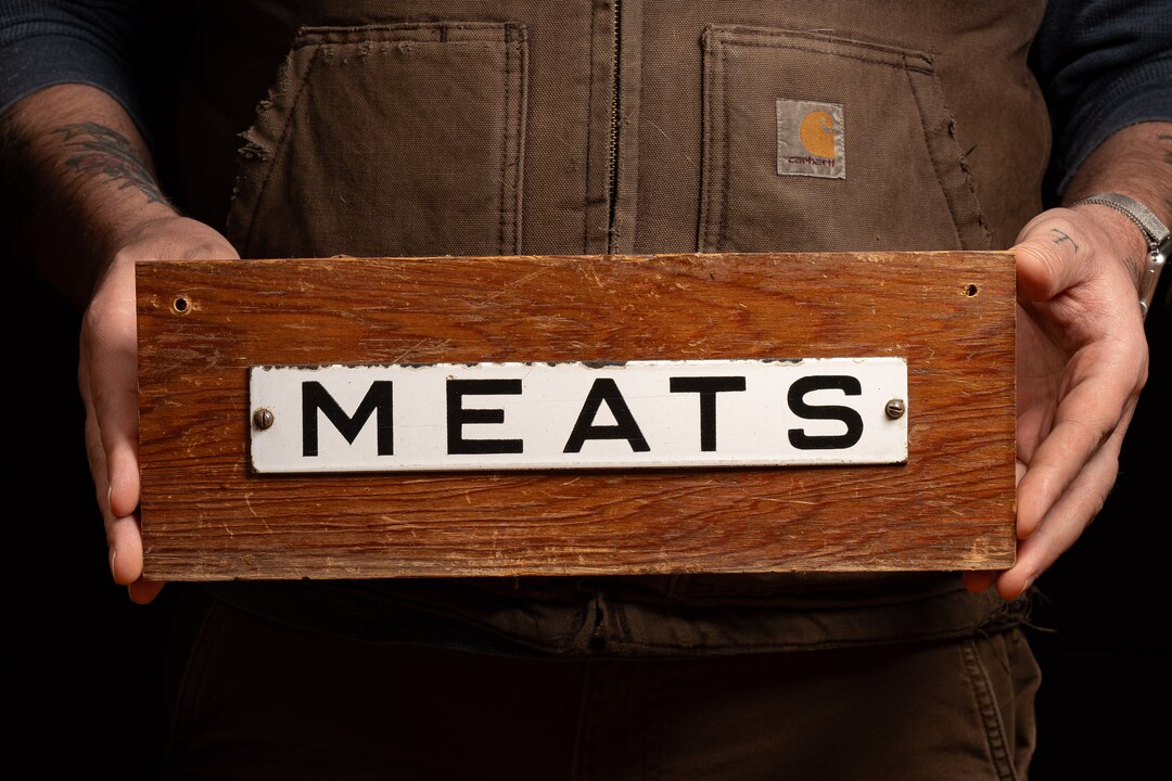 Antique Mounted meats Porcelain Sign - Etsy