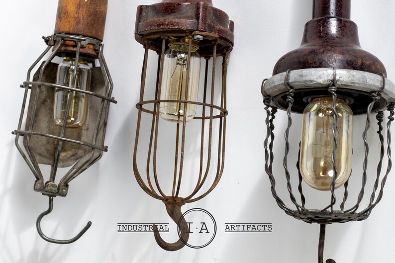 Antique Industrial Chic Hanging Work Lamp | Etsy