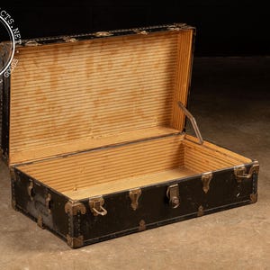 Antique Black Trunk - Etsy