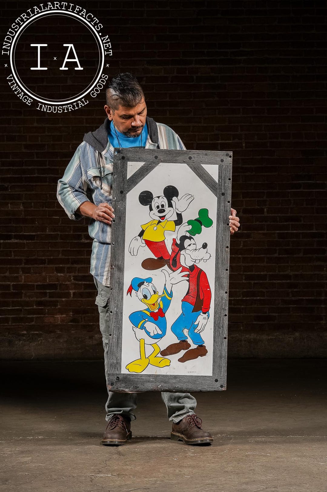 Vintage Self-framed Tin Litho Disney Character Salvaged Display Panel ...