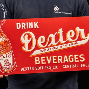 Vintage Dexter Beverages Embossed Tin Sign - Etsy