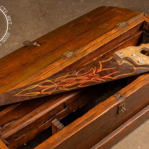 Antique Oak Tool Chest With Painted Saw - Etsy