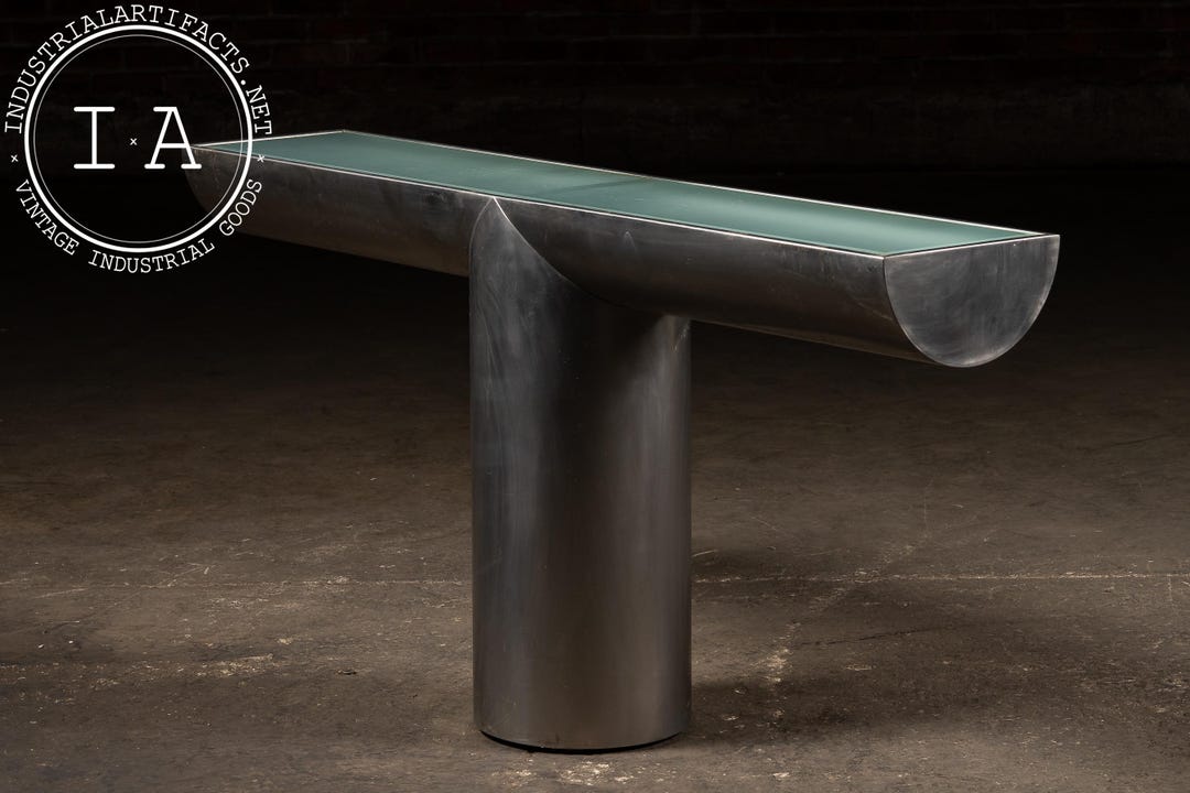 C. 1990 Ron Arad-inspired Sculptural T-form Metal Console Table W ...