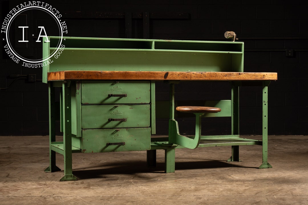 Butcher Block Workbench With Swing Stool - Etsy