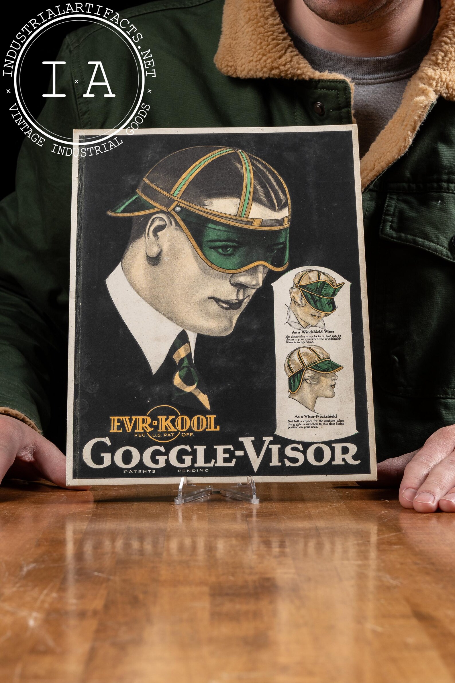 Antique Evr-kool Goggle-visor Litho Cardstock Standee - Etsy