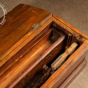 Antique Oak Tool Chest With Painted Saw - Etsy