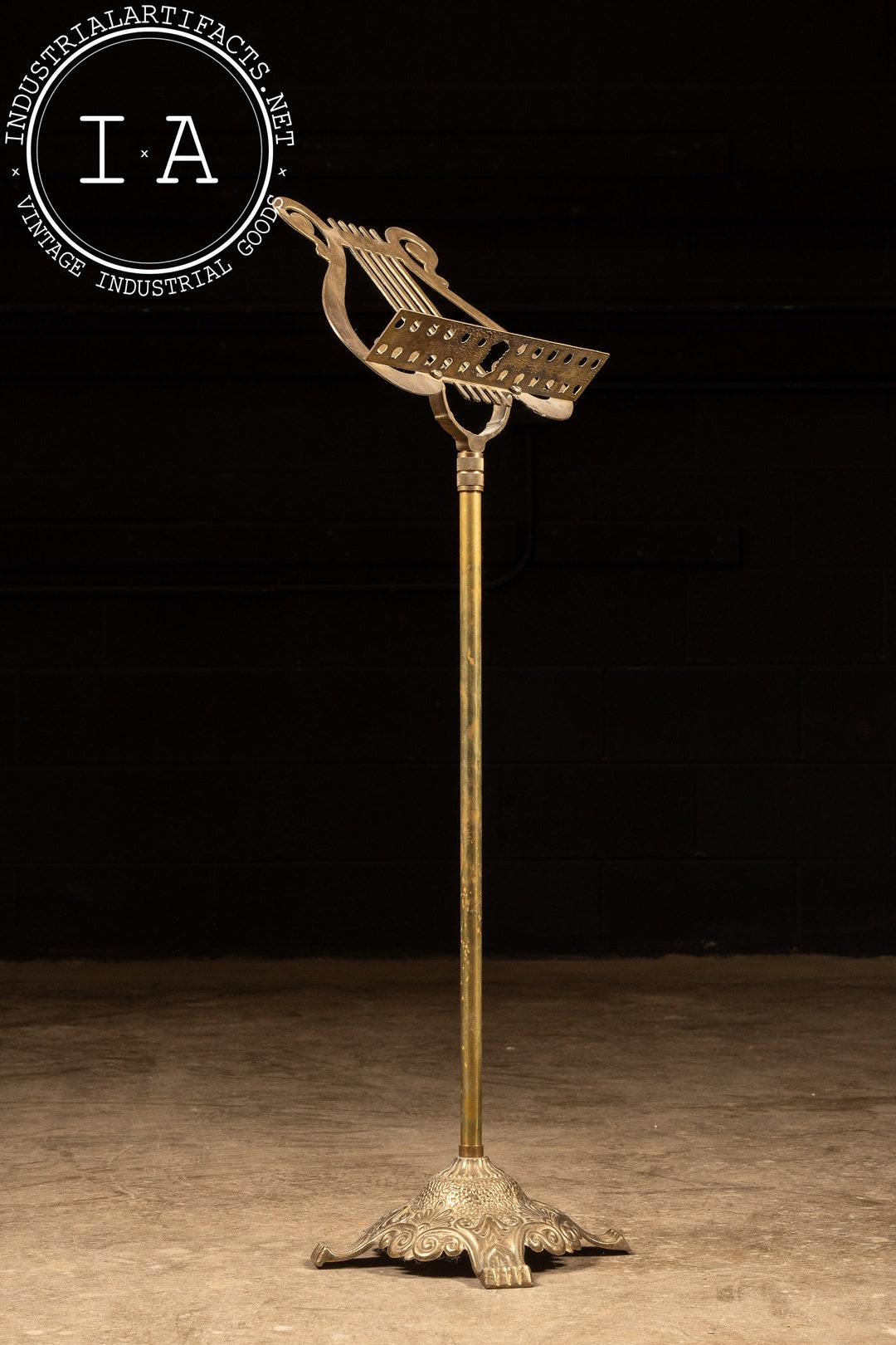 Vintage Brass Music Stand With Lyre Motif - Etsy