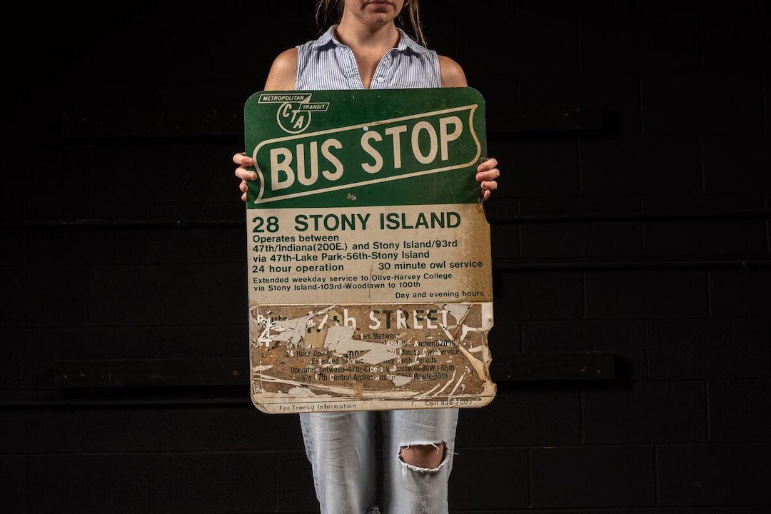 Vintage Chicago CTA Bus Stop Sign | #28 Stony Island - Etsy
