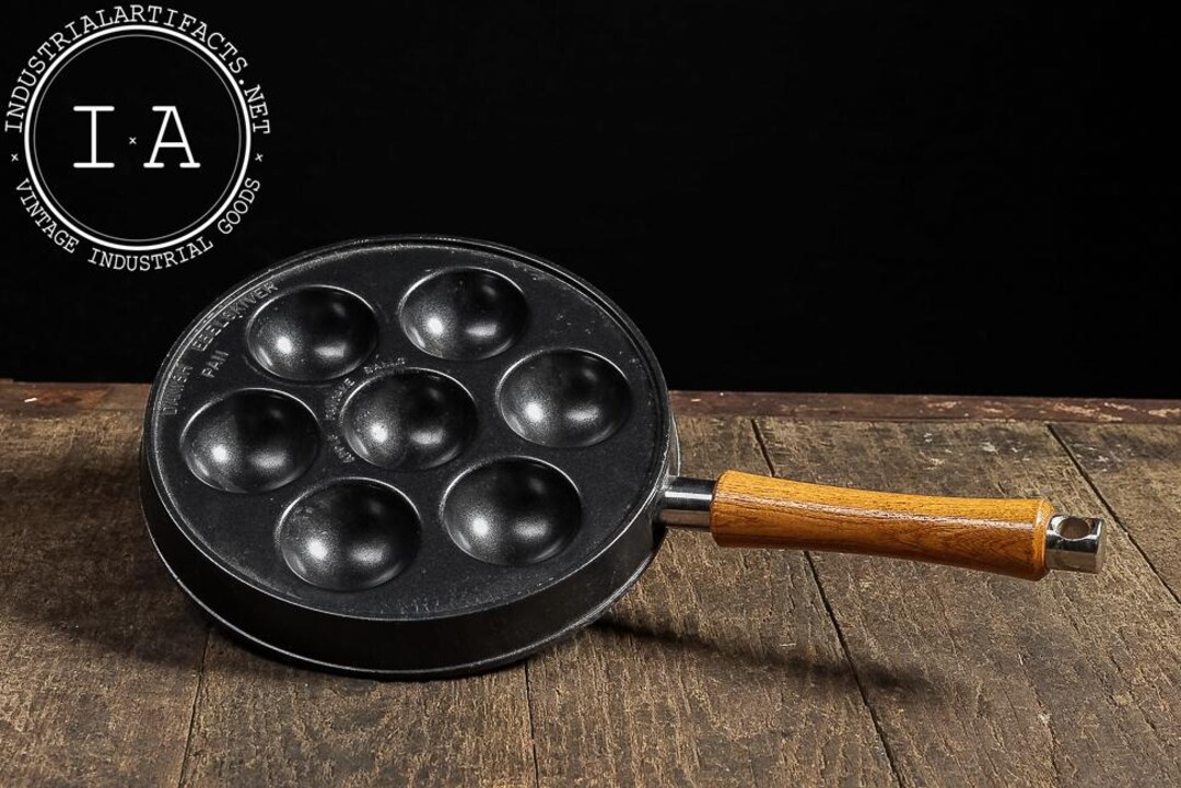 Vintage Dutch Cast Iron Ebleskiver Pan With Wooden Handle - Etsy