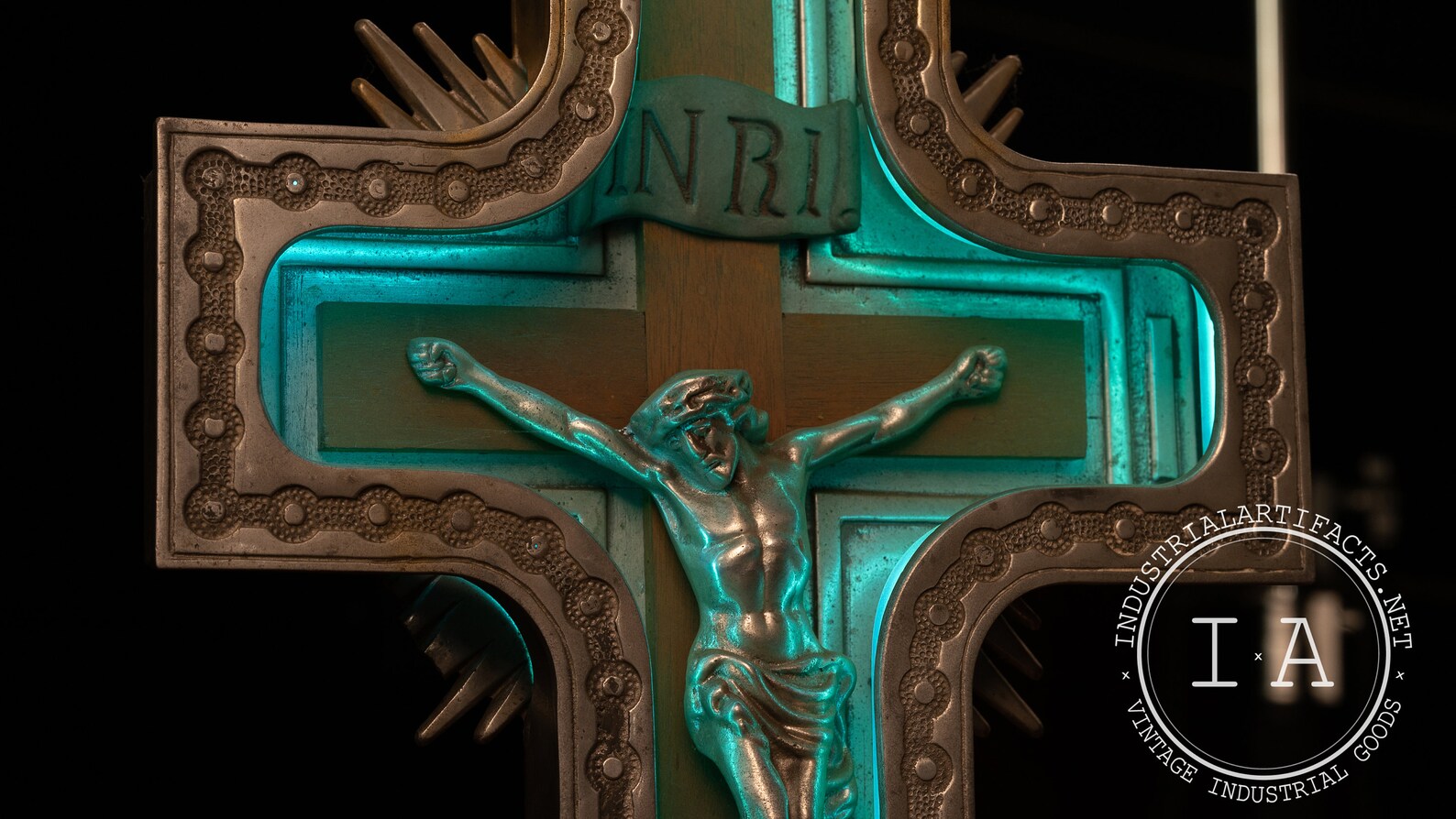 Vintage Neon Blue Crucifix | Etsy